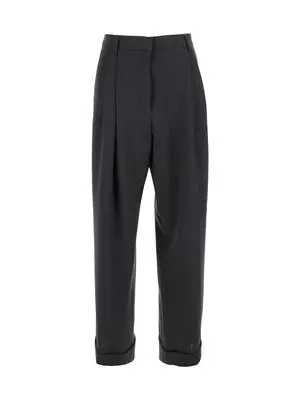 Dries Van Noten Wool Tailored Pants With Turn-up Hem - Multicolor