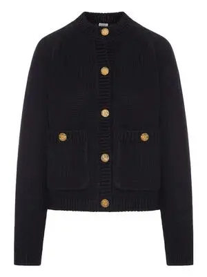 TOTEME TOTÊME Organic Cotton Ribbed Knit Cardigan Black