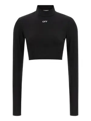 Off-White Off Stamp Crop Top - Black