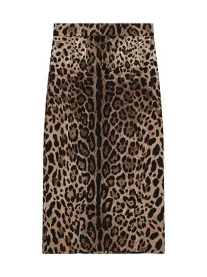 Dolce & Gabbana Leopard-print Cady Skirt - Brown
