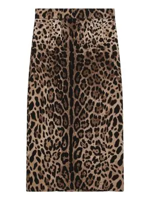 Dolce & Gabbana Leopard-print Cady Skirt - Brown