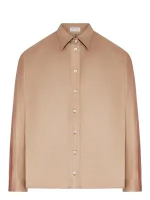 Brunello Cucinelli Stretch Silk Satin Shirt With Monili - Multicolor