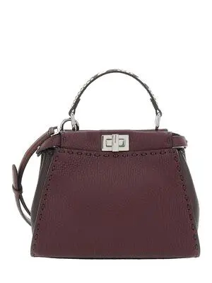 Fendi Hammered Leather Snakeskin Handle Tote Bag - Multicolor