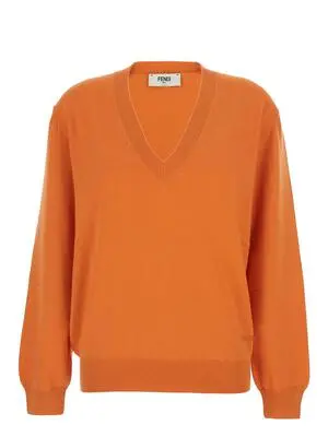 Fendi FENDI Oversized Cashmere V-Neck Sweater Multicolor