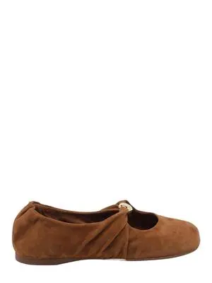 Loewe Loewe Women Suede Pebble Soft Ballets Brown