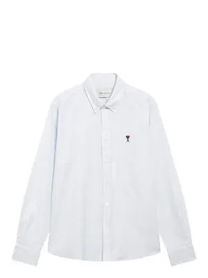 AMI Paris Striped De Coeur Shirt - Blue