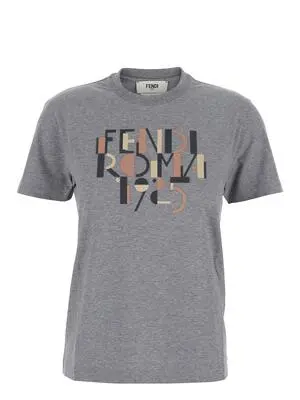 Fendi FENDI Cotton Logo T-shirt Gray