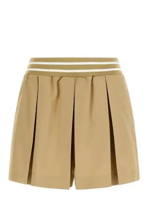 Moschino Pleated Cotton Poplin Shorts - Beige