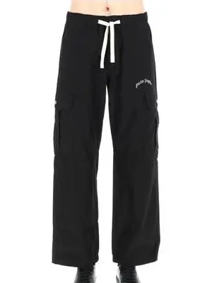 Palm Angels Pantalone Cargo Curved Logo - Black