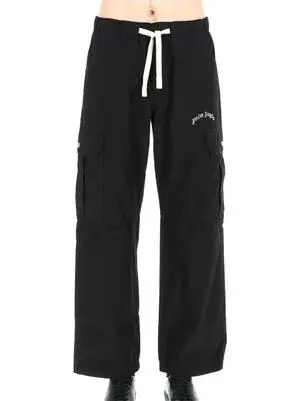 Palm Angels Curved Logo Cargo Trousers - Black