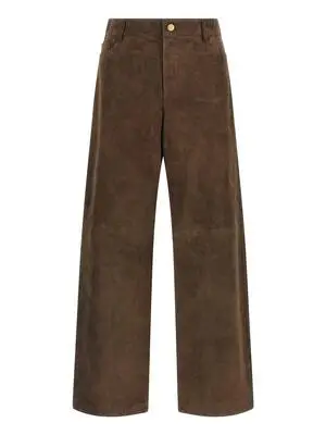 Max Mara Smmfulmine Suede Pants - Brown