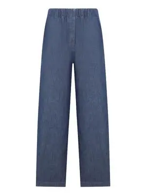 JIL SANDER Cotton Chambray Trousers - Blue