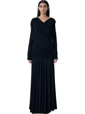 GANNI GANNI Ruched Maxi Dress Black