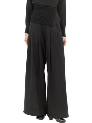 Max Mara Long Stretch Wool Trousers - Black