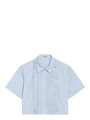 Miu Miu Miu Miu Cropped Ruffle Shirt Blue