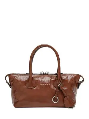 Miu Miu Glossy Rosewood Leather Top-handle Bag - Brown