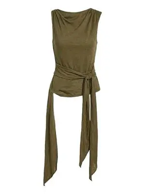GANNI Sleeveless Boatneck Top - Green