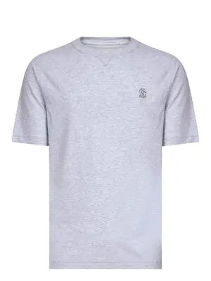 Brunello Cucinelli Grey Solomeo Crest Crewneck T-shirt - Multicolor