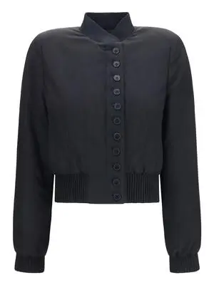 Alexander McQueen Visible Stitching Buttoned Bomber Jacket - Black