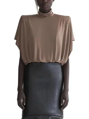 MUGLER Statement Padded Shoulder Top - Black