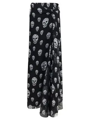 Alexander McQueen Draped Long Skull Skirt - Black