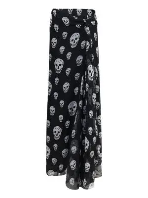 Alexander McQueen Draped Long Skull Skirt - Black