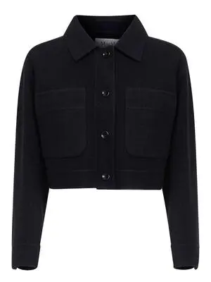 MAX MARA Max Mara Women Navy Blue Double Jersey Mxmpoggio Cropped Jacket