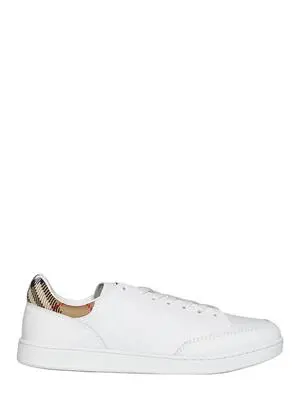 Burberry White Smooth Leather Set Sneakers With Check Insert - Multicolor