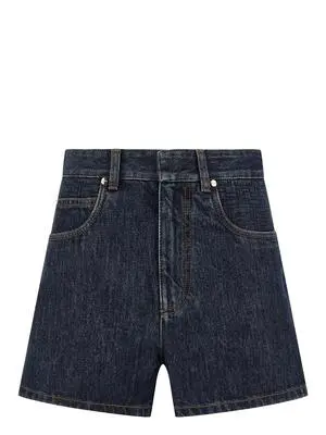 Fendi Ff Padded Denim Shorts - Blue