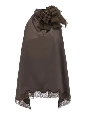 Magda Butrym MAGDA BUTRYM Silk Satin Halter Blouse Brown