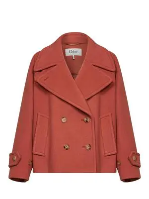 Chloé Cedar Pink Wool Blend Oversized Short Coat - Multicolor
