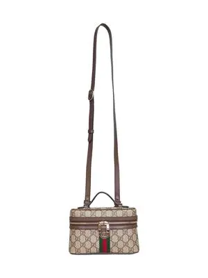 Gucci Beige And Dark Brown Ophidia Small Vanity Bag - Multicolor