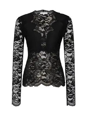 Rabanne Lace Long Sleeve Top - Black
