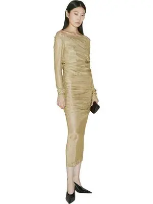 Dolce & Gabbana Lurex Mesh Midi Dress - Gold
