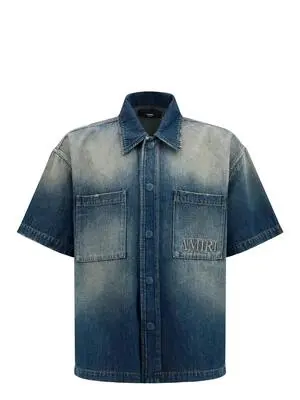 Amiri Embroidered Logo Denim Shirt - Blue