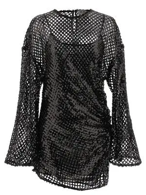 Attico Sequin Mesh Mini Dress - Black