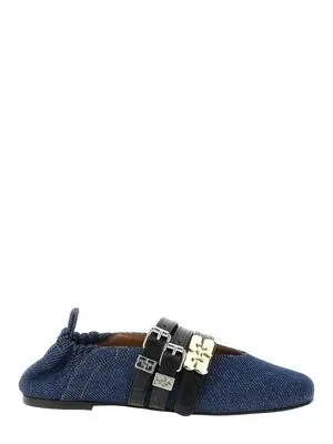 GANNI Sue Triple Ballet Flats - Blue