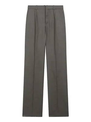 Saint Laurent Mid-rise Tailored Wool Trousers - Brown