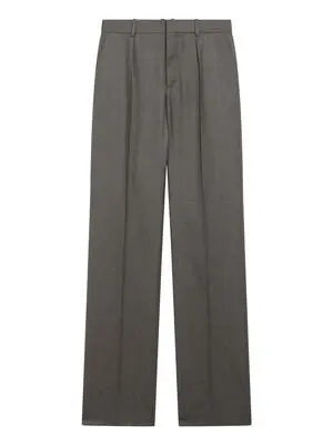 Saint Laurent Mid-rise Tailored Wool Trousers - Brown