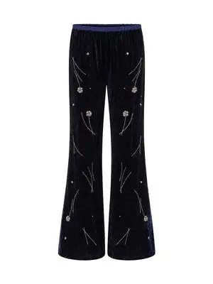 FORTE_FORTE Embroidered Velvet Trousers - Multicolor