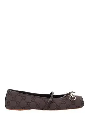 Gucci Monogram Ballerina Flats - Brown