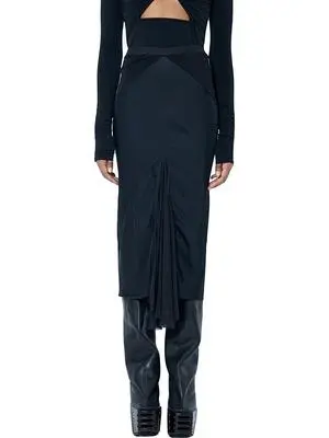 Rick Owens Asymmetrical Midi Skirt - Black