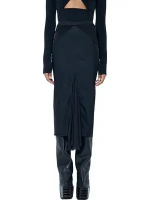 Rick Owens Asymmetrical Midi Skirt - Black