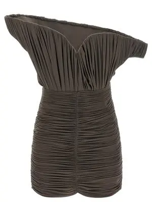 Magda Butrym Draped Jersey Mini Dress - Brown