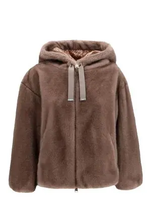 Herno Faux Fur Hooded Jacket - Brown