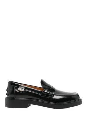 TOD'S Shaded Finishing Leather Penny Loafers - Black