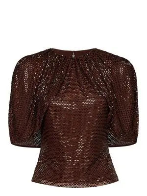 SELF-PORTRAIT Rhinestone-embellished Tulle Cape Top - Multicolor