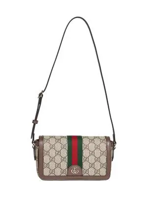 Gucci Beige And Dark Brown Ophidia Mini Shoulder Bag - Multicolor