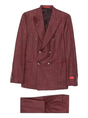 Isaia Suits Double Breasted Suits - Red