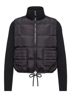 Moncler Padded Wool Zip-up Cardigan With Check Quilting - Black
